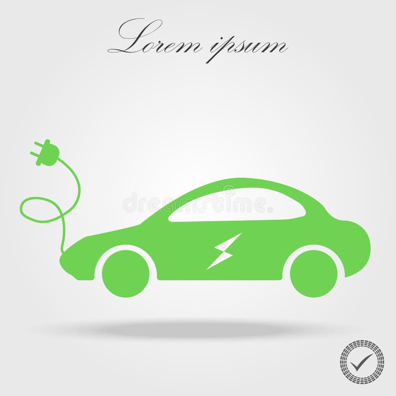Electric Car Icon, Vector. Side View of Electric Car Stock Illustration ...