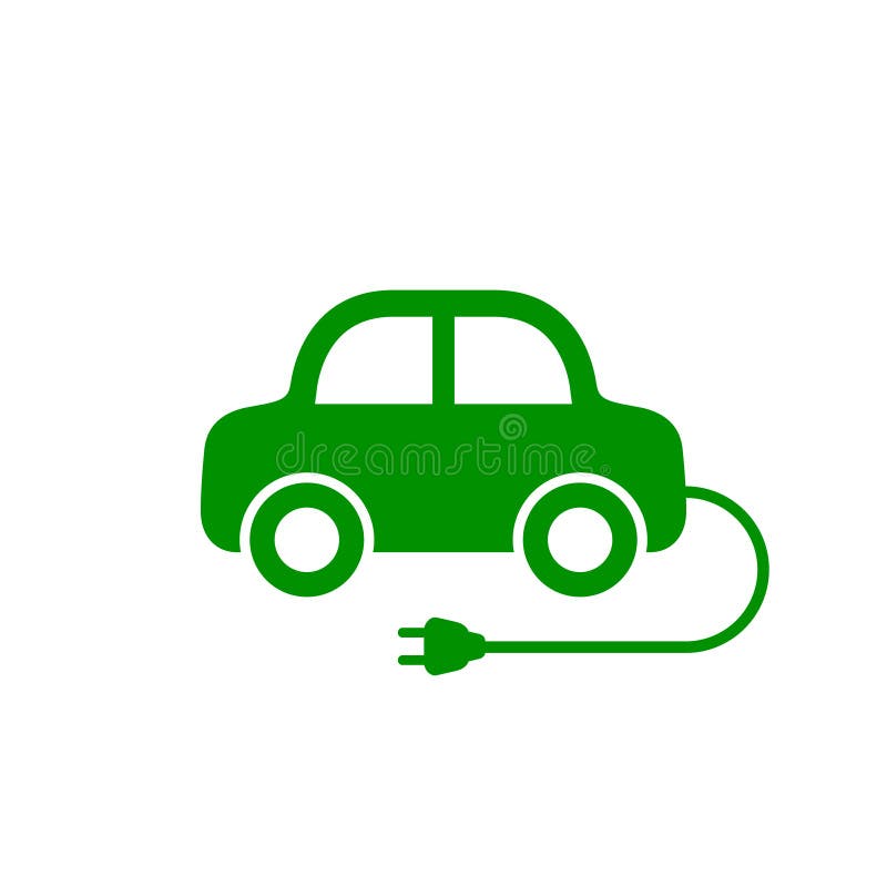 Electric Car Icon, Vector. Side View of Electric Green Car Stock Vector ...