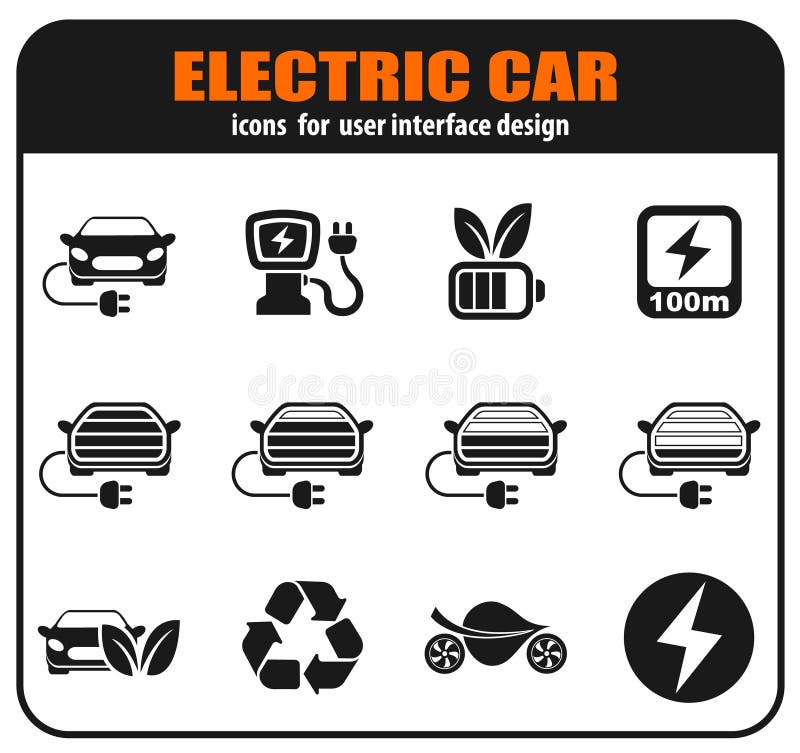Electric car icons stock vector. Illustration of concept - 146226980