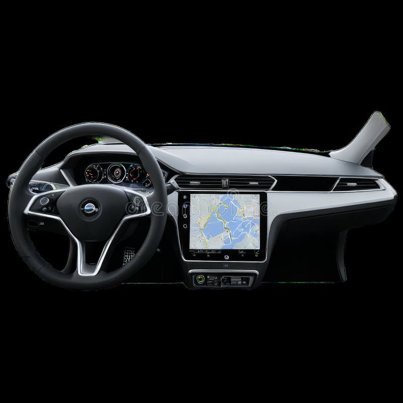 Electric Car Interior Dashboard with High-Tech Interface Stock Photo ...