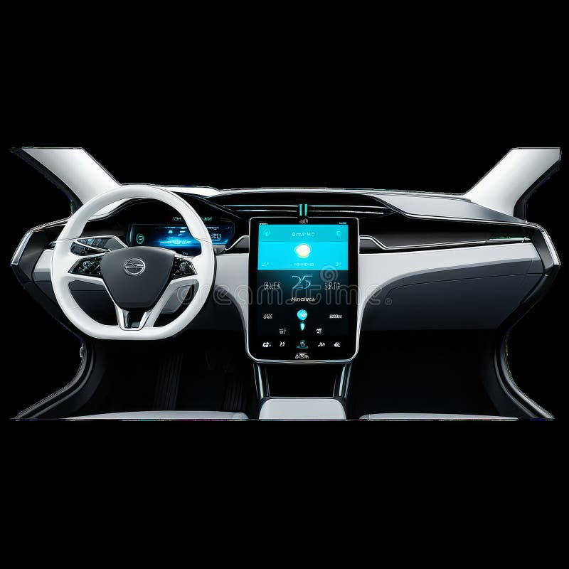Electric Car Interior Dashboard with High-Tech Interface Stock Image ...