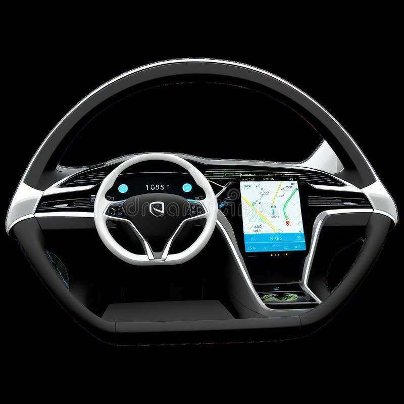 Electric Car Interior Dashboard with High-Tech Interface Stock Image ...