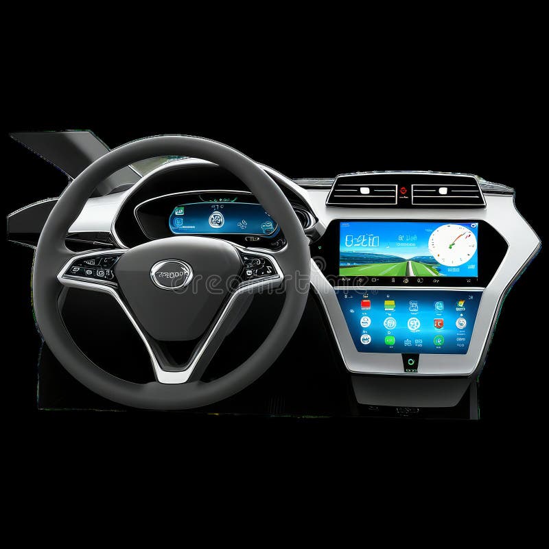 Electric Car Interior Dashboard with High-Tech Interface Stock Image ...