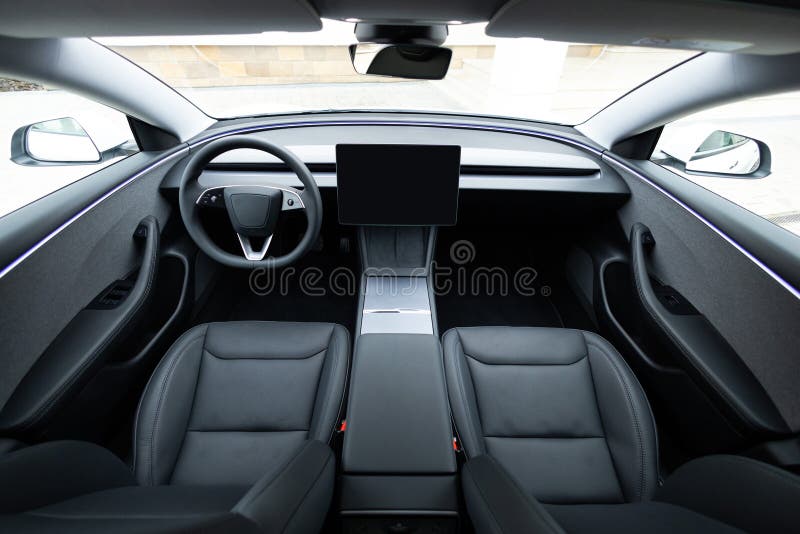 Electric Car Interior Details Adjustments. Inside Car Interior with ...