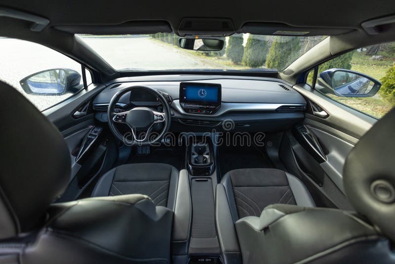 Electric Car Interior Details Adjustments. Inside Car Interior with ...