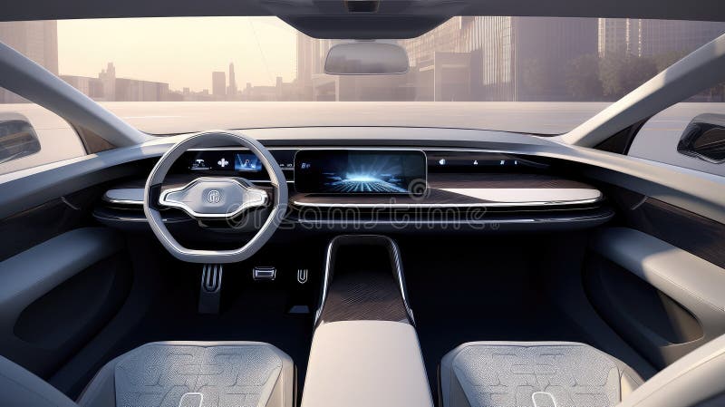 Electric Car Interior Details of Inside Car with Front Seats Stock ...