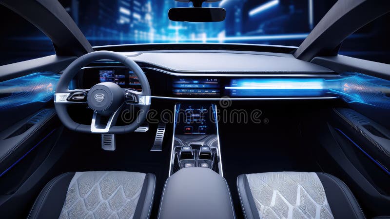 Electric Car Interior Details of Inside Car with Front Seats Stock ...