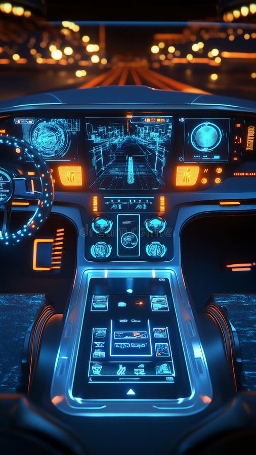 Electric Car Interior Showcasing Augmented Reality Dashboard with ...