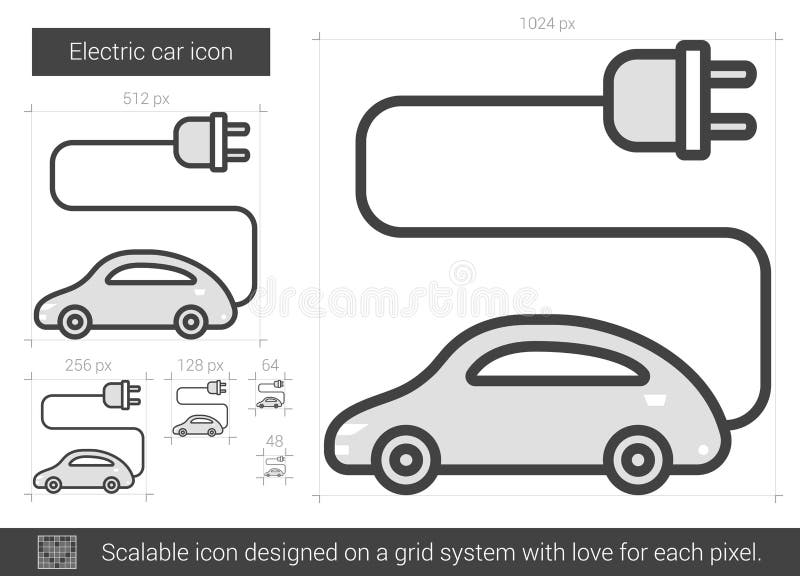 Electric car line icon. stock vector. Illustration of hybrid - 80688004