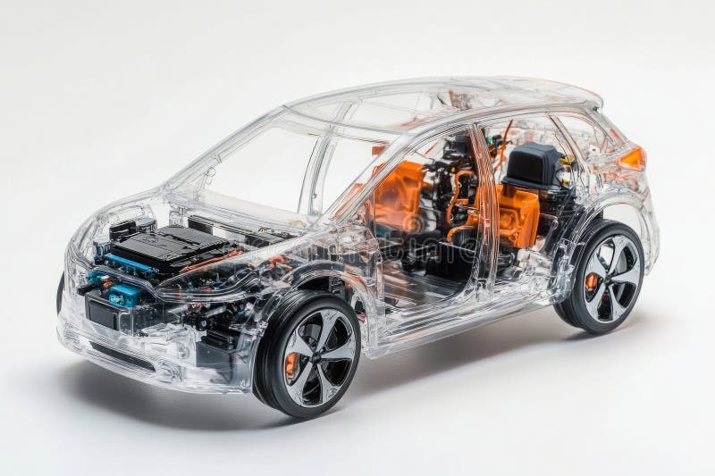 Electric Car Model with Internal Components Stock Photo - Image of ...