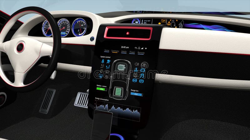 Electric Car Multimedia Console UI Interface Demonstration Stock ...
