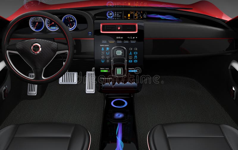 Electric Car Multimedia Interface Design Concept. Stock Illustration ...