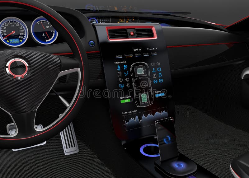 Electric Car Multimedia Interface Design Concept. Stock Illustration ...