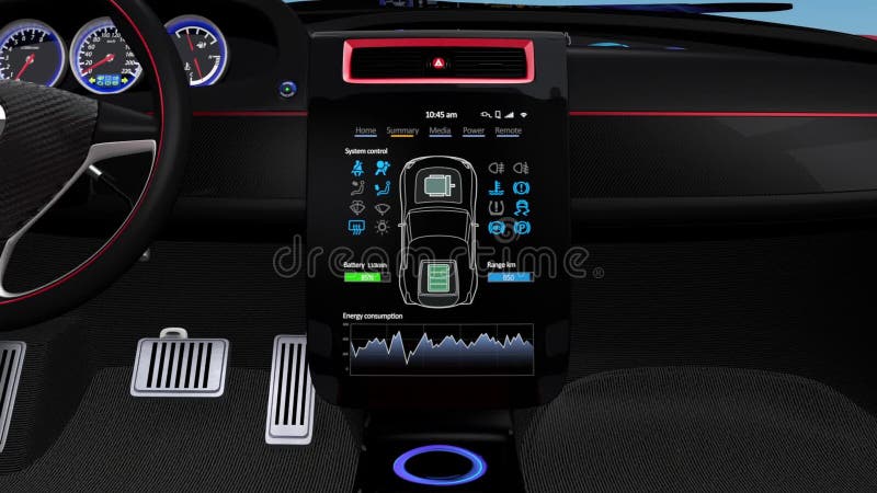 Electric Car Multimedia Console UI Interface Demonstration Stock ...