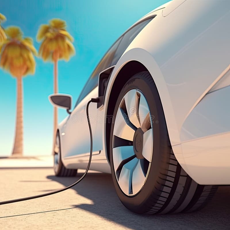 Electric Car with Opened Charging Socket Cap Stock Illustration ...