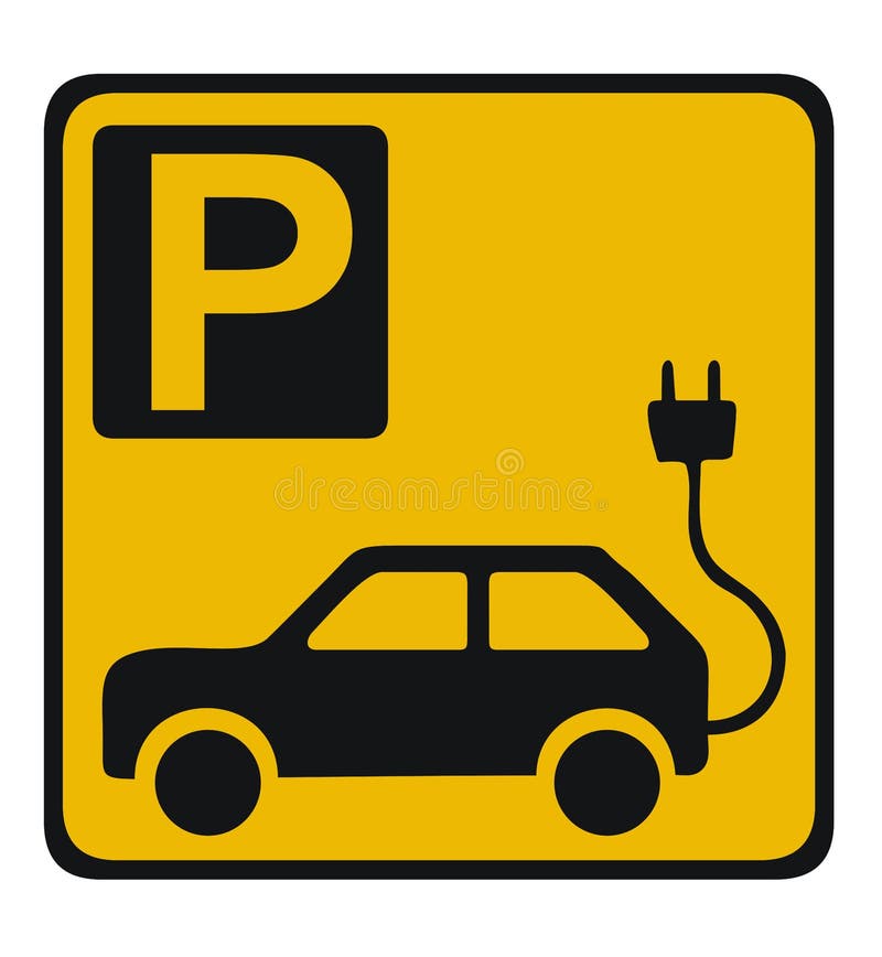 Electric car parking sign stock illustration. Illustration of compact ...