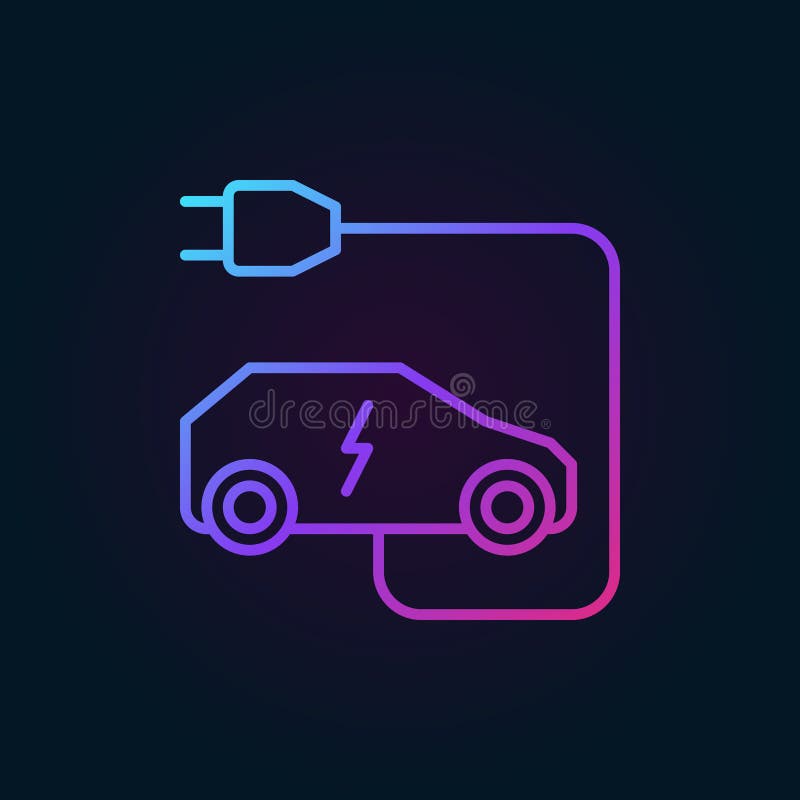 Electric Car with Plug Vector Icon in Outline Style Stock Vector ...