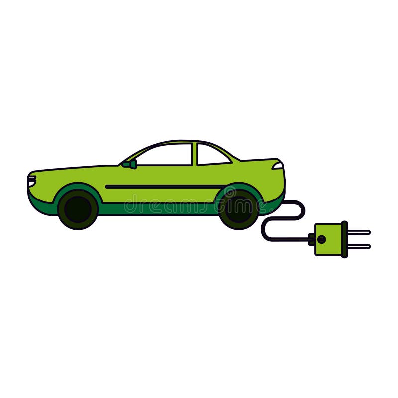 Electric car with plug stock vector. Illustration of plug - 136712550