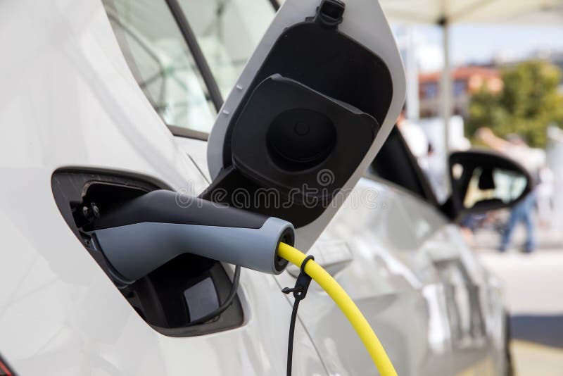Electric Car Refuel with Power Stock Image - Image of close, boosting ...
