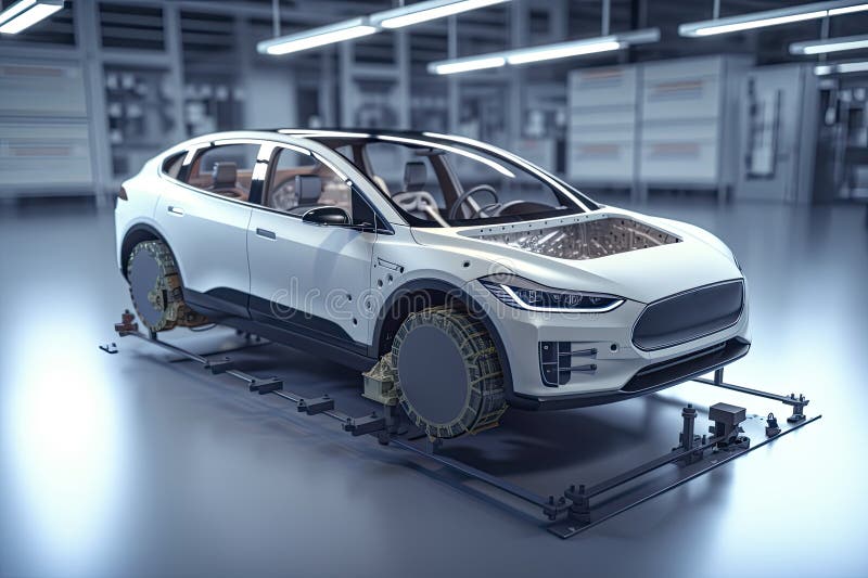 Electric Car Research and Development with 3d Rendering Ev Car with ...