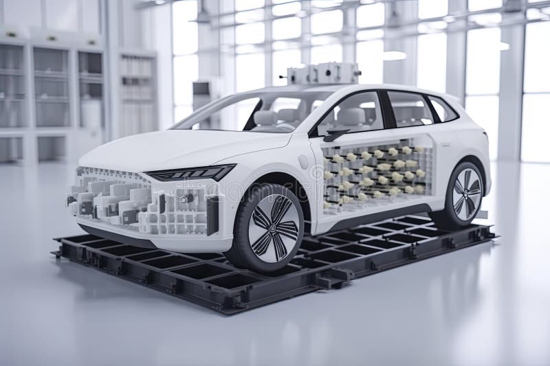 Electric Car Research and Development with 3d Rendering Ev Car with ...