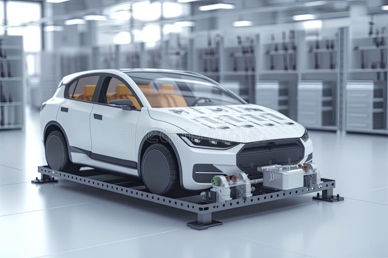 Electric Car Research and Development with 3d Rendering Ev Car with ...