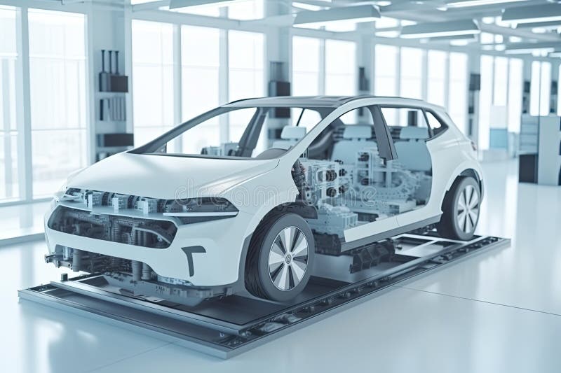 Electric Car Research and Development with 3d Rendering Ev Car with ...