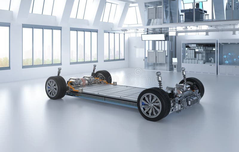 Electric Car Research and Development with Ev Car with Pack of Battery ...