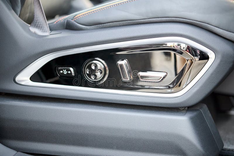 Electric Car Seat Adjustment Control Panel Close Up View. Adjustable ...