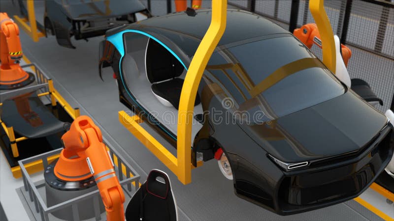 Electric Car Seat Assembly Line Stock Video - Video of robotic ...