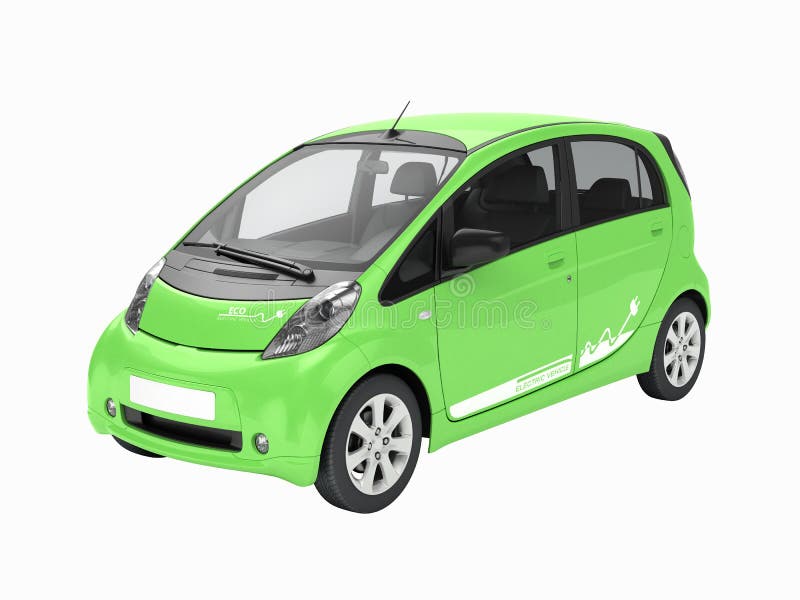 Electric Car without Shadow Isolated on White 3d Stock Illustration ...