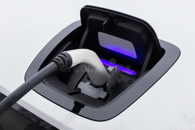 Electric Car Socket Put on Charging Stock Image - Image of efficient ...