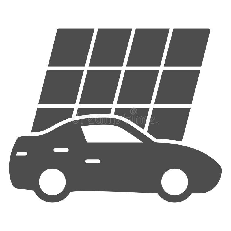 Electric Car with Solar Panel Solid Icon, Solar Energy Concept. Vector ...