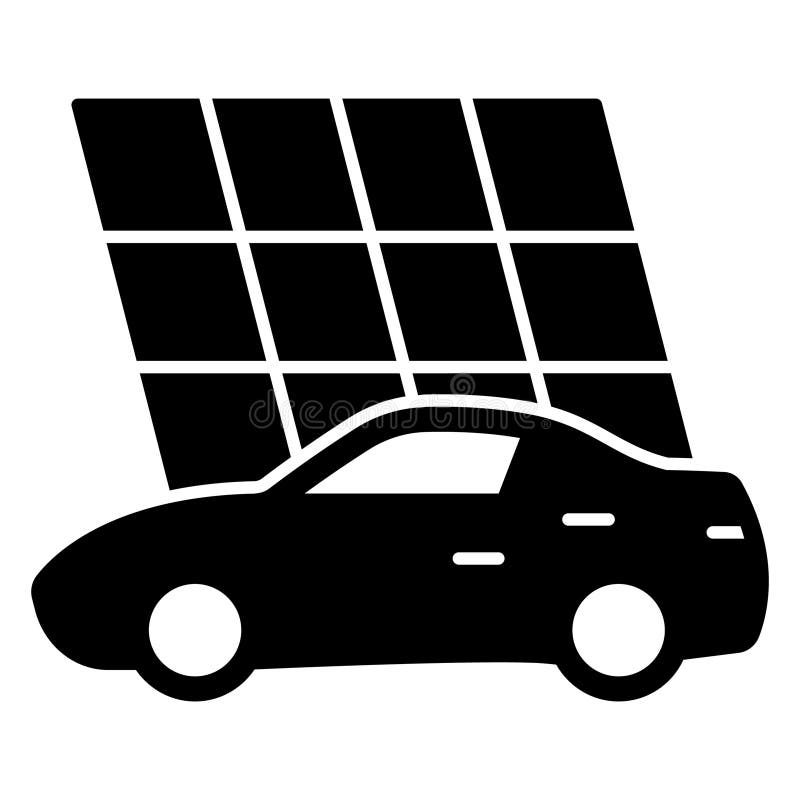 Electric Car with Solar Panel Solid Icon, Solar Energy Concept. Vector ...