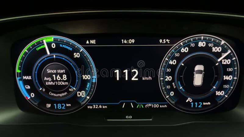 Electric Car Speedometer Reaching Speed Extremely Fast Driving ...