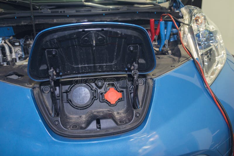 Electric Car Stands on the Service Close-up Stock Photo - Image of ...