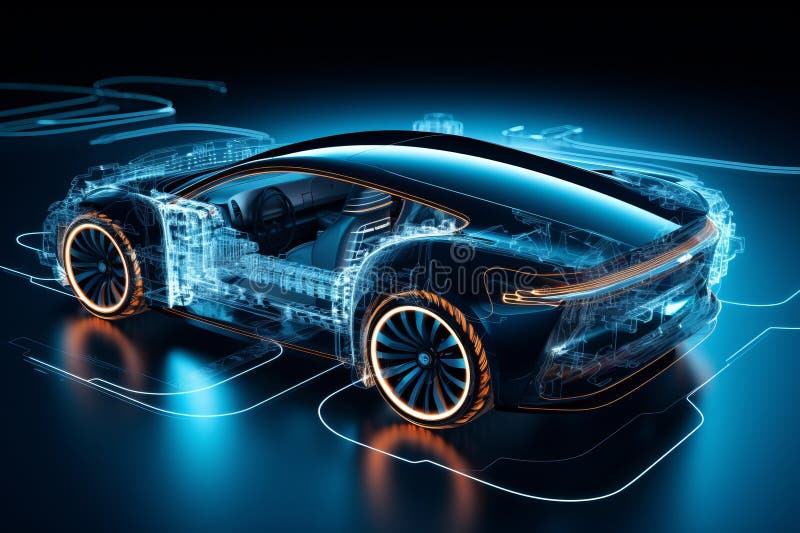 Electric Car Technology Advancing Stock Illustration - Illustration of ...