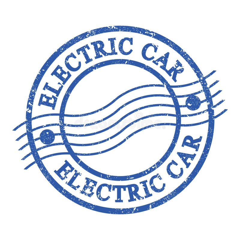 ELECTRIC CAR, Text Written on Blue Postal Stamp Stock Illustration ...