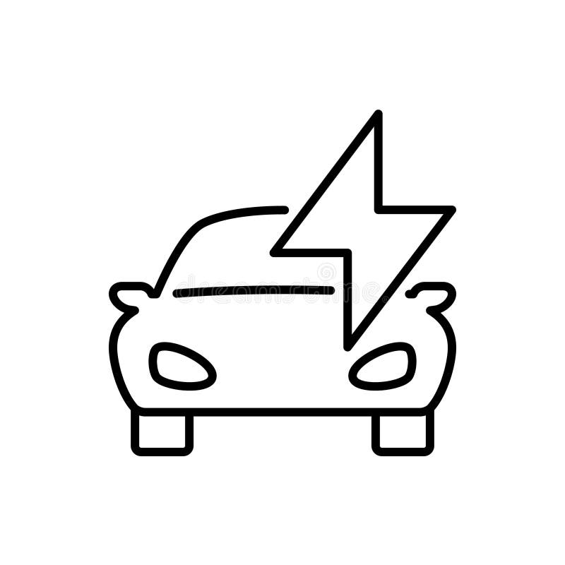 Electric Car with Thunder Line Icon Stock Vector - Illustration of ...