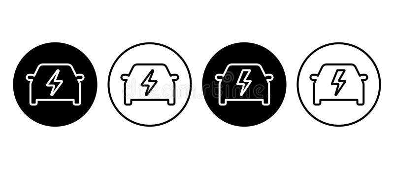 Electric Car Vector Icon Set. Electric Vehicle Symbol in Circle Stock ...