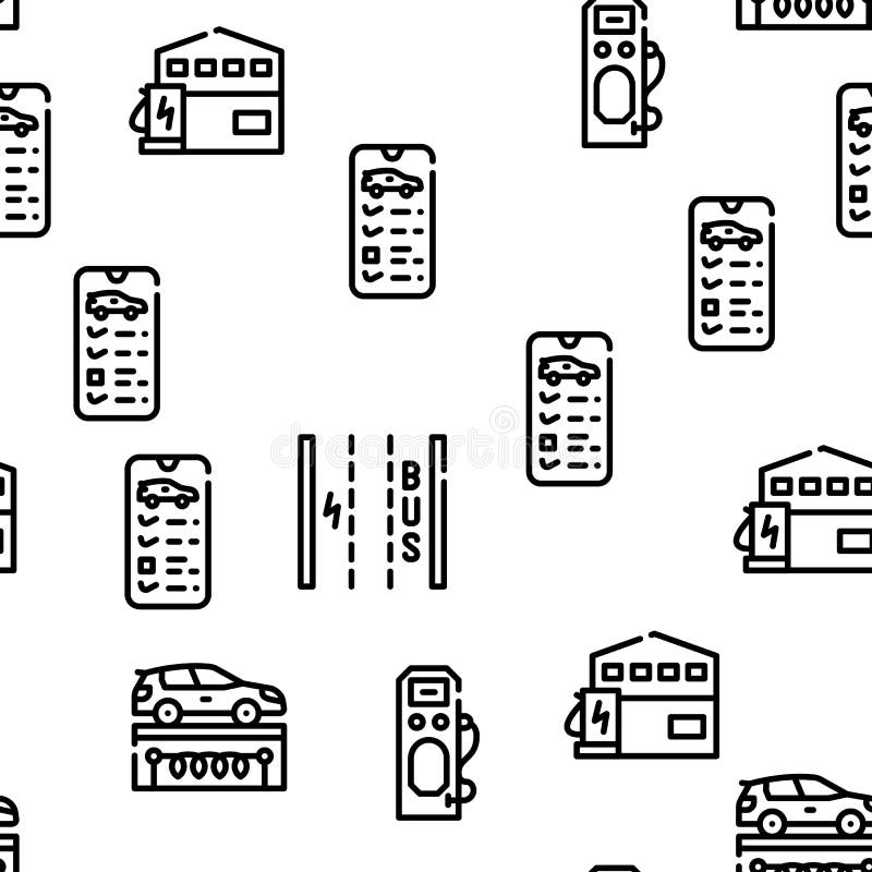 Electric Car Vehicle Vector Seamless Pattern Stock Vector ...