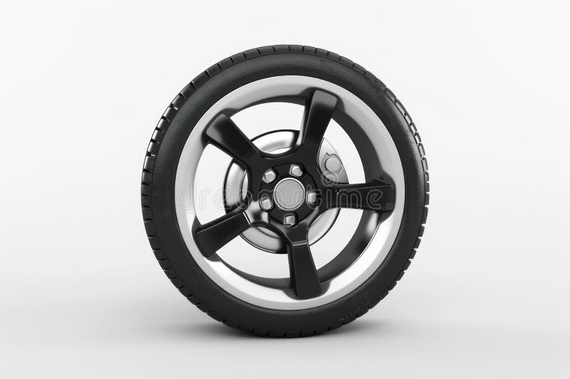 Electric Car Wheel with Motor Isolated on White Background Stock ...