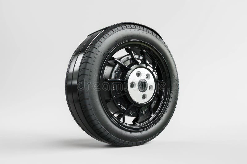 Electric Car Wheel with Motor Isolated on White Background Stock ...