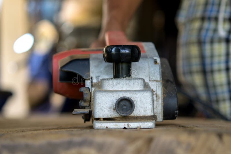 Carpenter With Electric Plane Stock Photo - Image of handtool, close ...