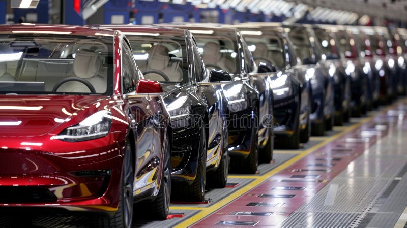 Electric Cars Assembly Line at Automotive Plant, Eco Friendly Vehicle ... Electric Cars Assembly Line at Automotive Plant, Eco Friendly Vehicle ...