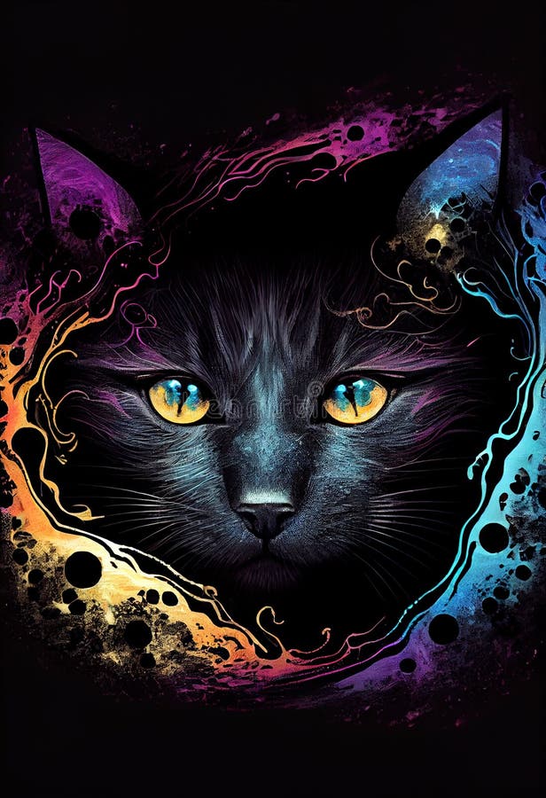 Electric Cat Magical Print. AI Render. Stock Illustration ...