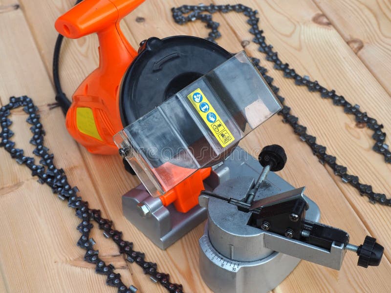 Electric Chain Sharpener. Chainsaw Accessories and Tools Stock Photo ...