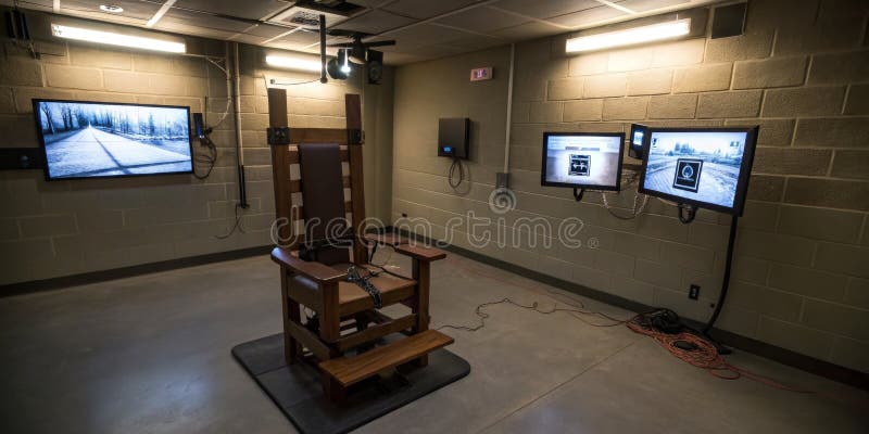 Electric Chair Execution Room with Modern Technology and Somber ...