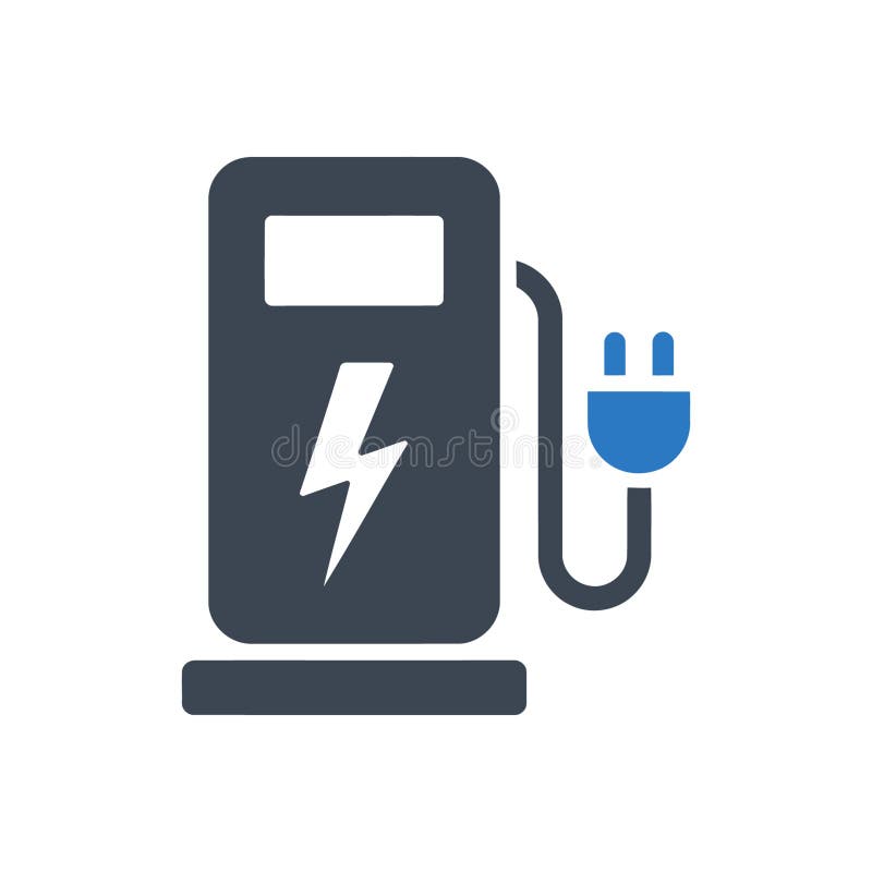 Electric Car EV Charging Battery at Charger Station Stock Illustration ...