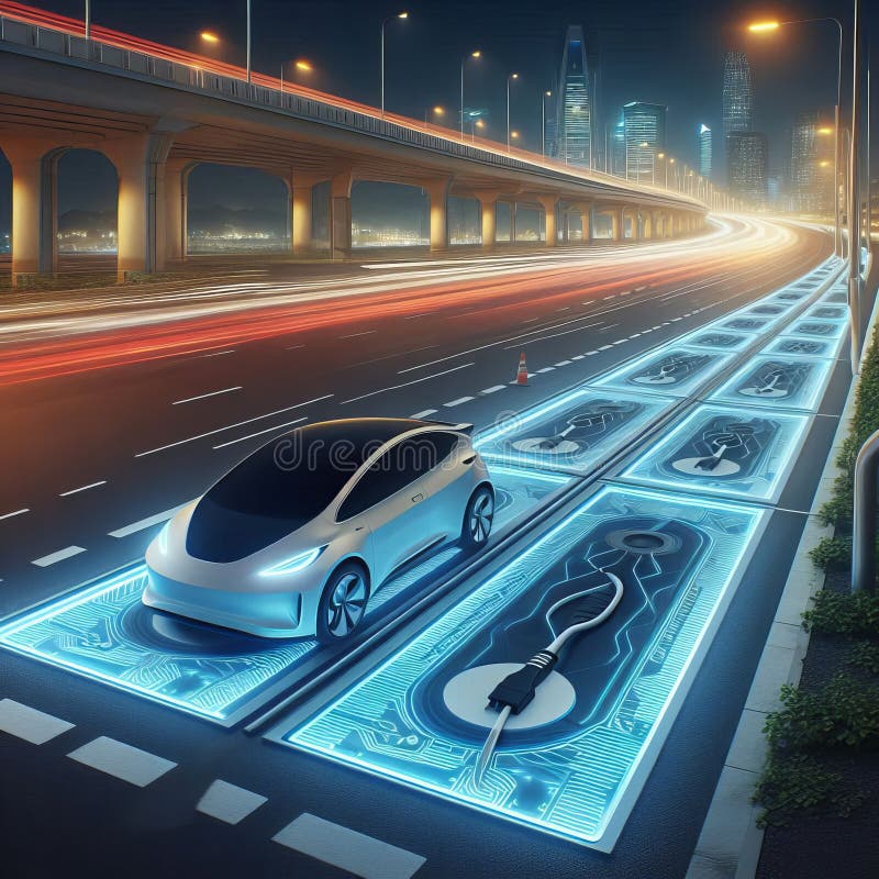 Electric Charging Paths – Roadways Embedded with Wireless Char Stock ...
